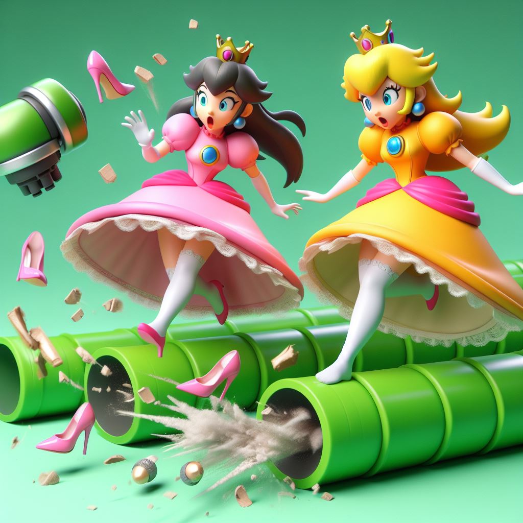 Princess Peach Losing Shoes W Daisy Ai Art By Mandrakemoorglade On Deviantart