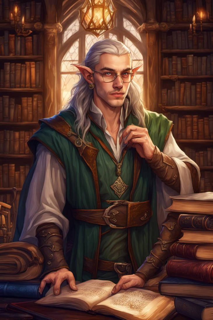 Portrait of male elven sage in personal library by MainlyRPGstuff on ... Portrait of male elven sage in personal library by MainlyRPGstuff on ...