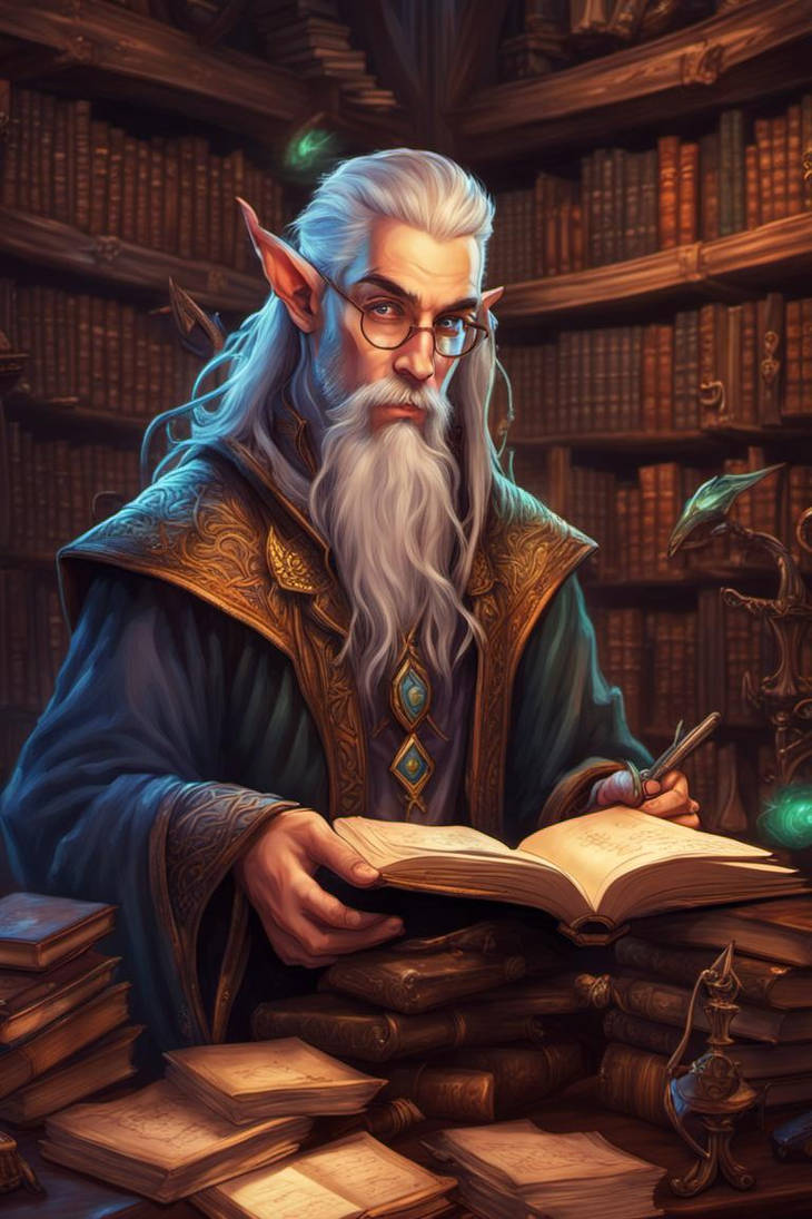 Portrait of male elven sage in personal library by MainlyRPGstuff on ... Portrait of male elven sage in personal library by MainlyRPGstuff on ...