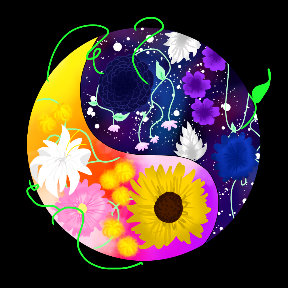 Flowerday And Night Yin Yang Wallpaper By Serlmaknit On Deviantart