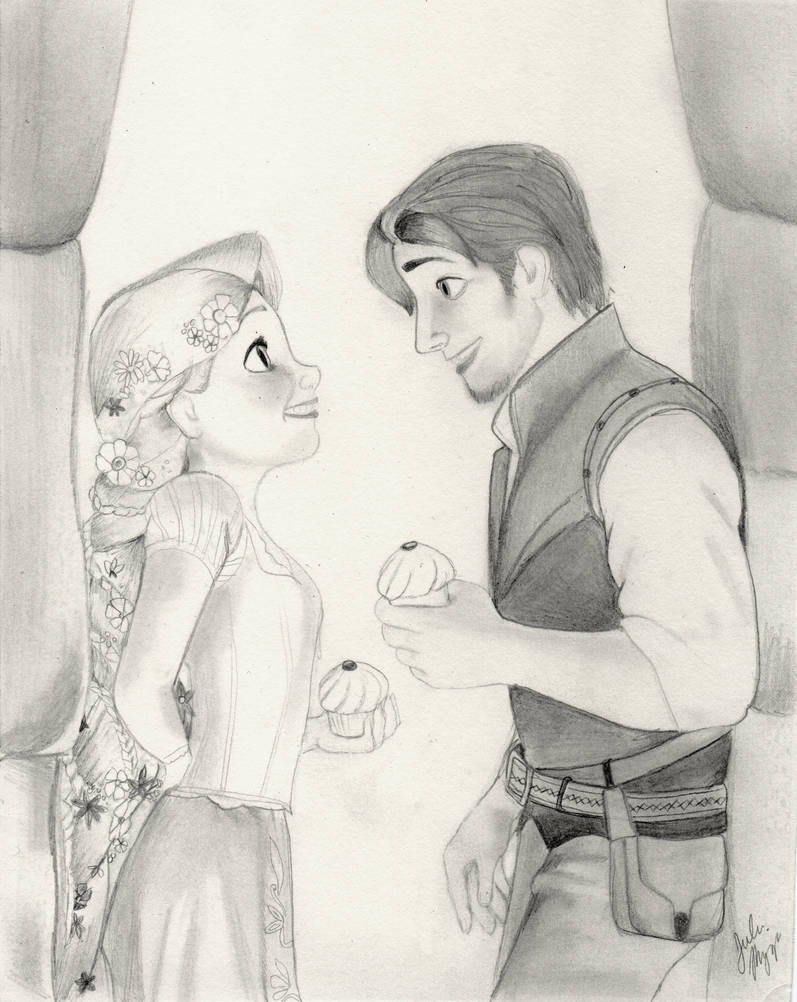 Rapunzel And Flynn Tangled Graphite Drawing By Julesrizz On Deviantart