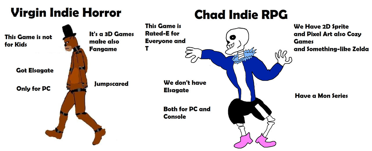 Virgin Indie Horror vs Chad Indie RPG by CoDXros3 on DeviantArt Virgin Indie Horror vs Chad Indie RPG by CoDXros3 on DeviantArt