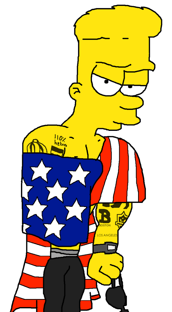 Sexy Muscle Bart Simpson With American Flag By Dgm Art On Deviantart