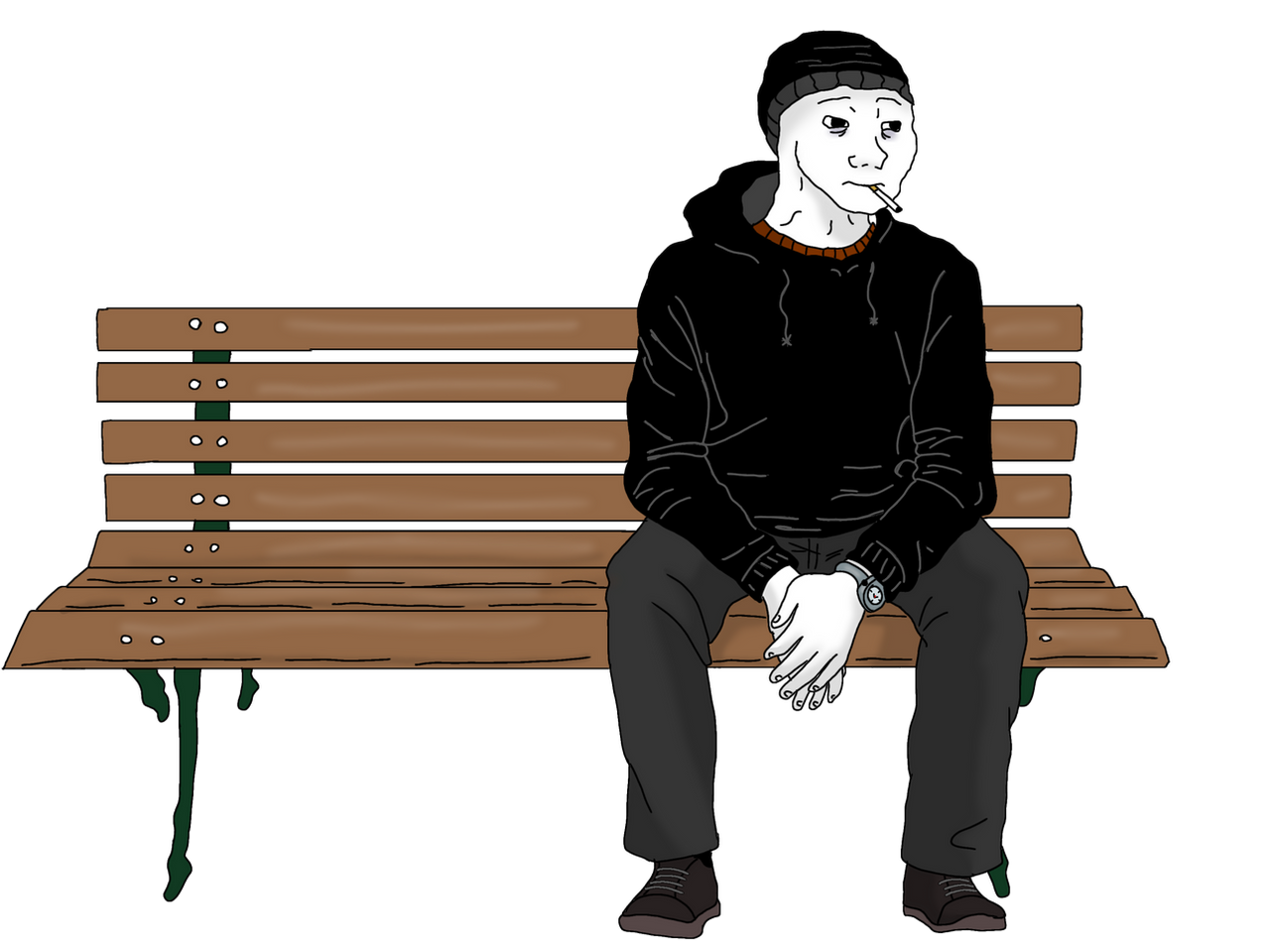 Wojak Doomer Sitting On The Bench Full Body By Memel4nd On Deviantart