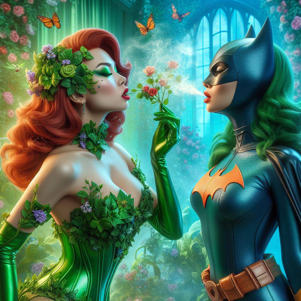 Poison Ivy Blowing Pheromones On Batgirl By Setois3 On Deviantart