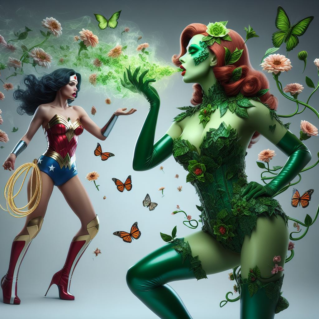 Poison Ivy Blowing Pheromones On Wonder Woman By Setois3 On Deviantart