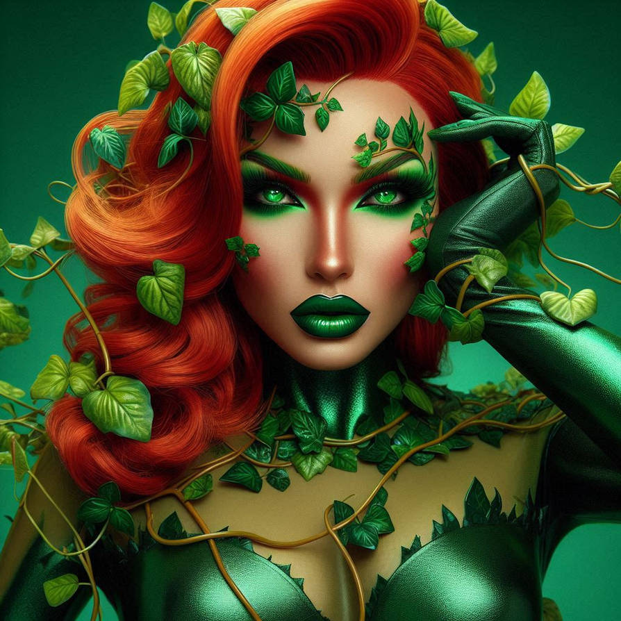 Poison Ivy Green Glossy Lips Leaves On Eyebrows By Setois3 On Deviantart