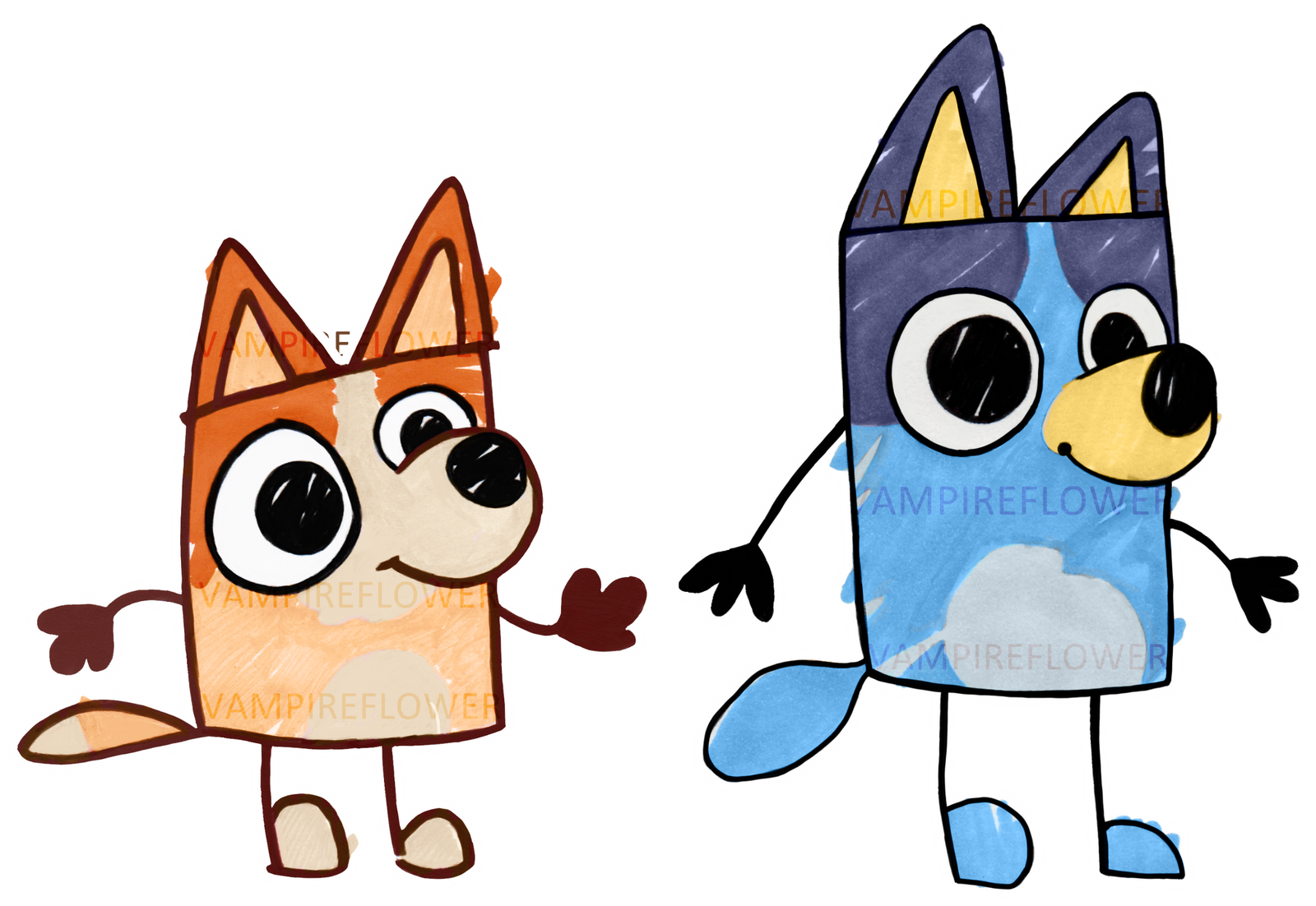 Bluey Drawing Stickers By Vampireflowerarts On Deviantart