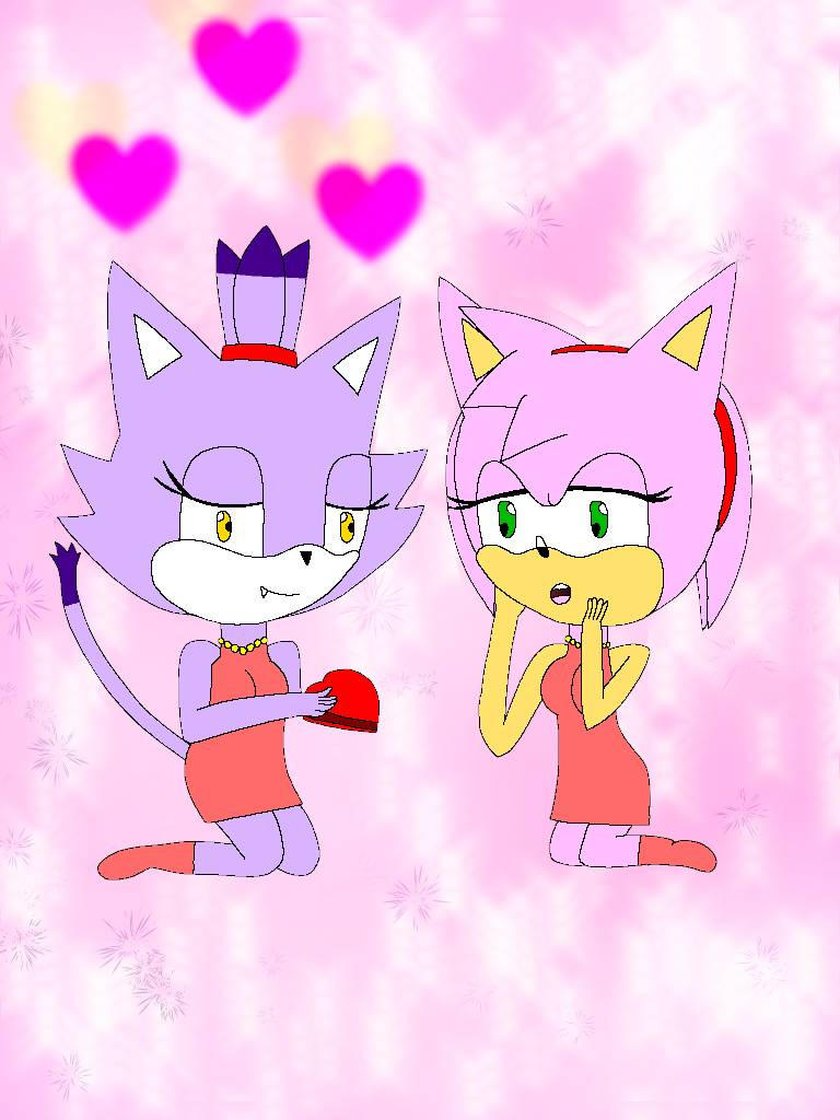 Blaze X Amy Rose On Valentines Day By Alan The Animeartist On Deviantart