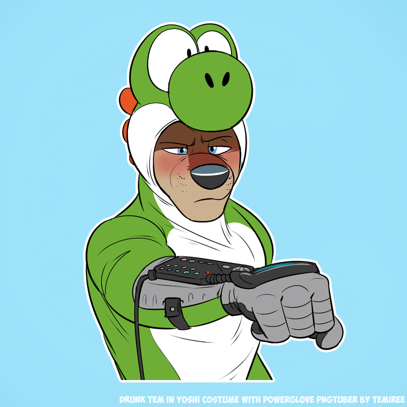 Drunk Tem W Powerglove And Yoshi Costume Pngtuber By Temiree On Deviantart