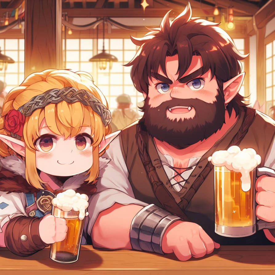 Dwarfen Guy And Girl Drinking Beer By Psevdokkz On Deviantart