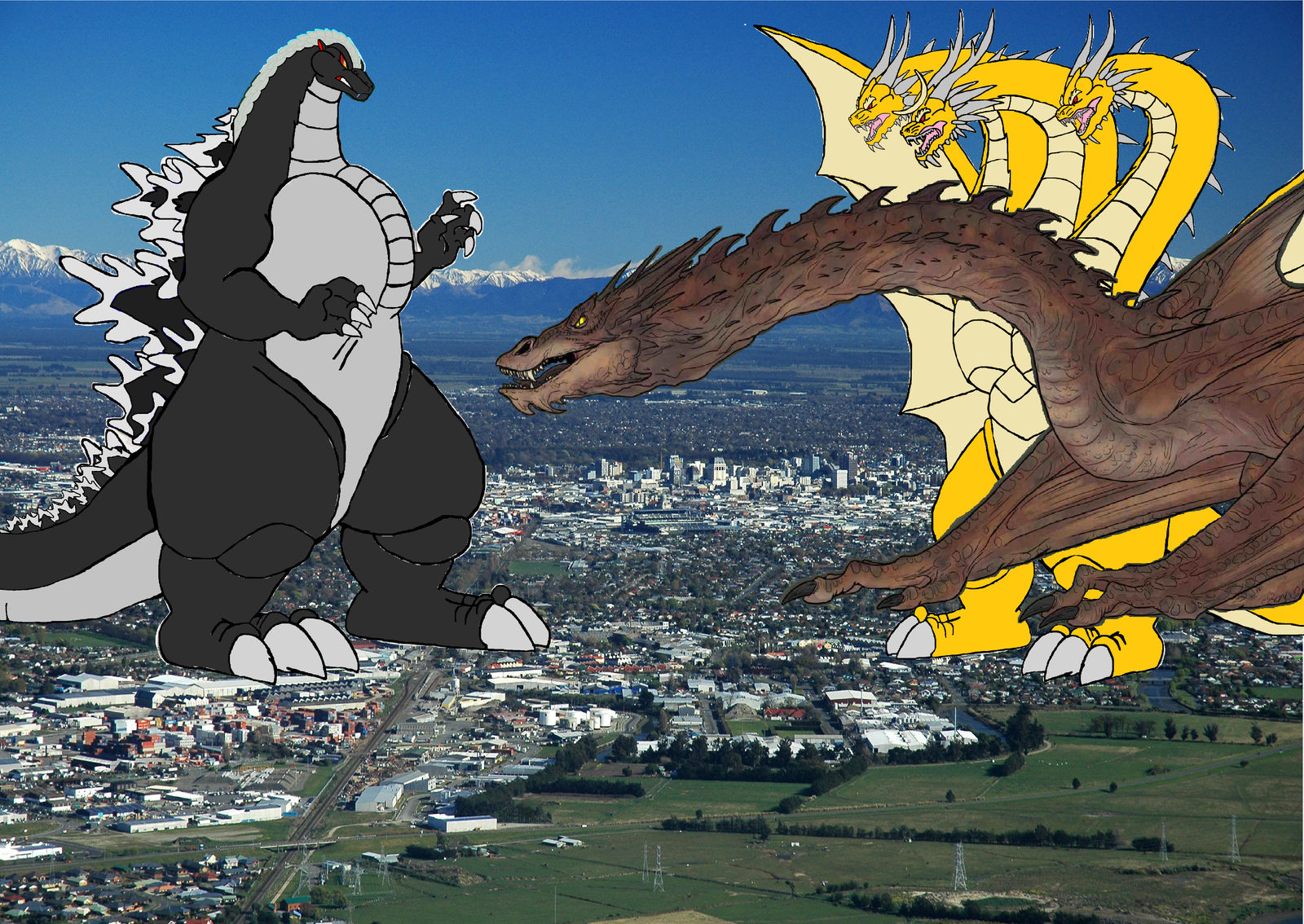 Godzilla Vs Smaug And King Ghidorah Final Battle By Leivbjerga On Deviantart