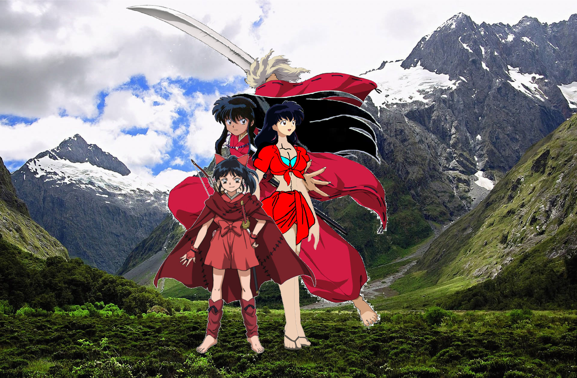 Inuyasha And His Wife Kagome Their Daughter Moroha By Leivbjerga On