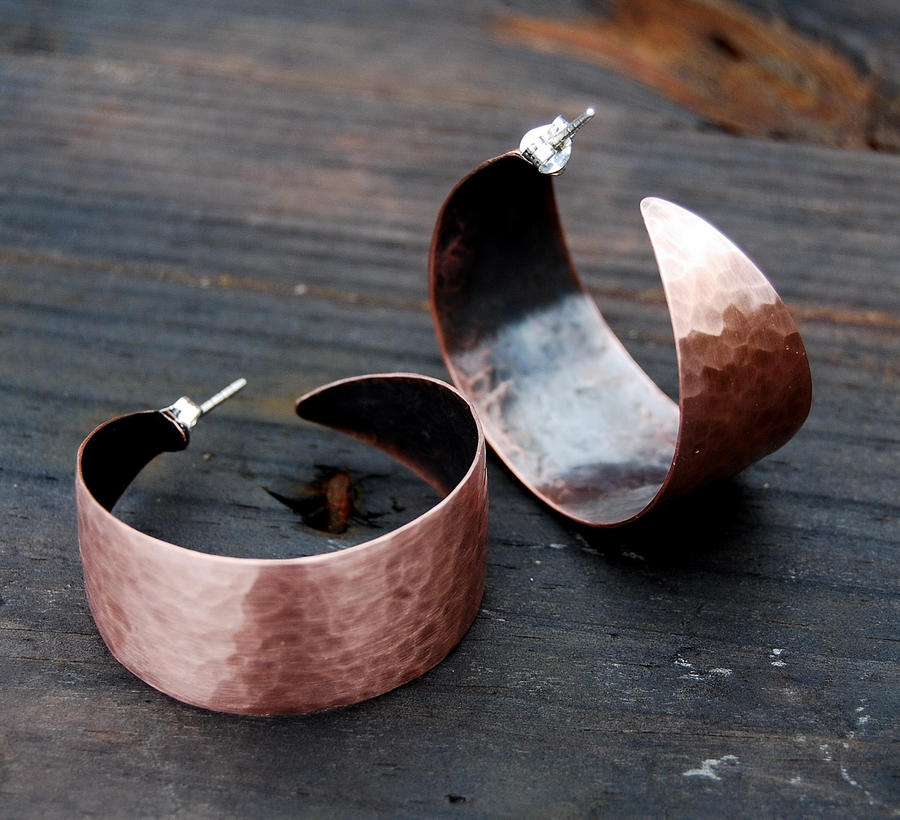 Hammered Copper Hoop Earrings By Wyrdhaven On Deviantart