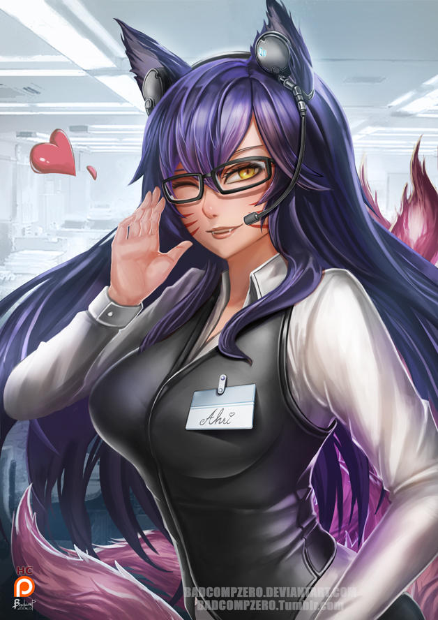 Office Lady Ahri By Badcompzero On Deviantart