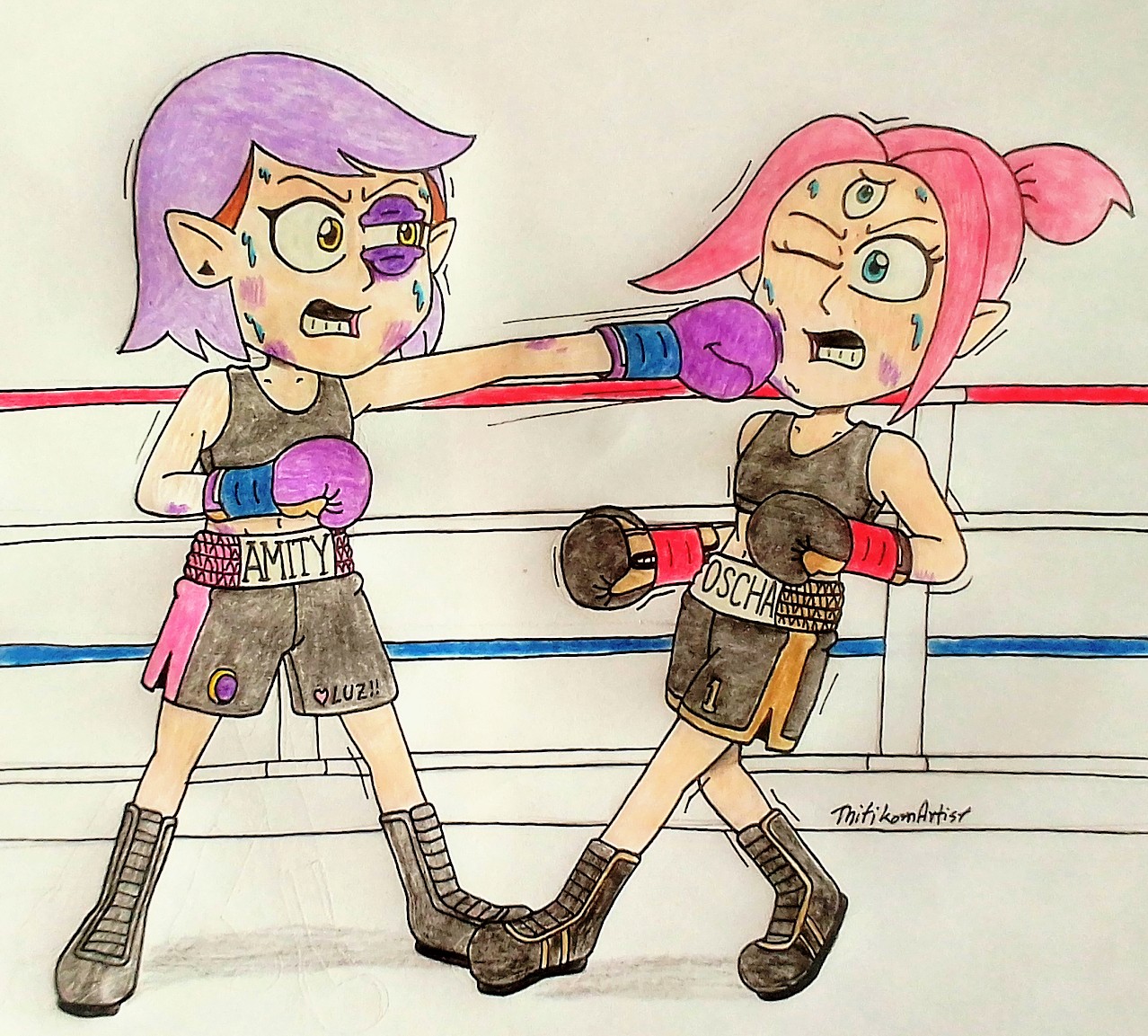 Boxing Match Amity Blight Vs Boscha By Thitikornartist On Deviantart