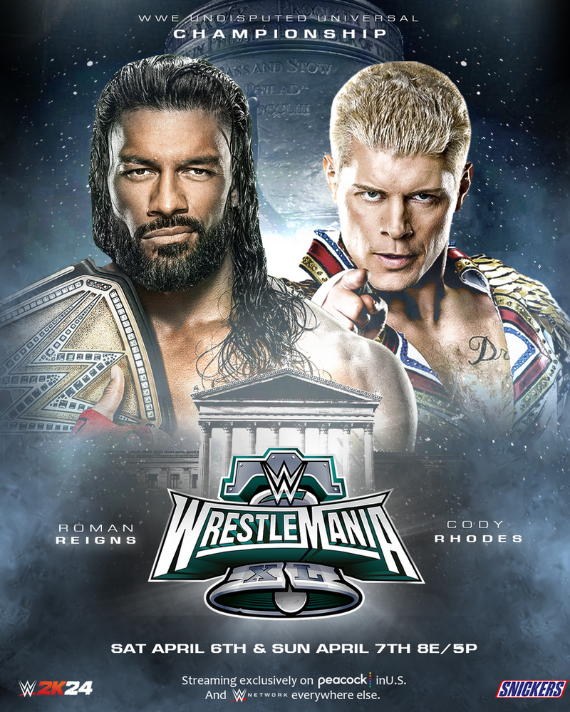 Wrestlemania 40 - Roman Reigns (c) vs Cody Rhodes by WWGFX on DeviantArt Wrestlemania 40 - Roman Reigns (c) vs Cody Rhodes by WWGFX on DeviantArt