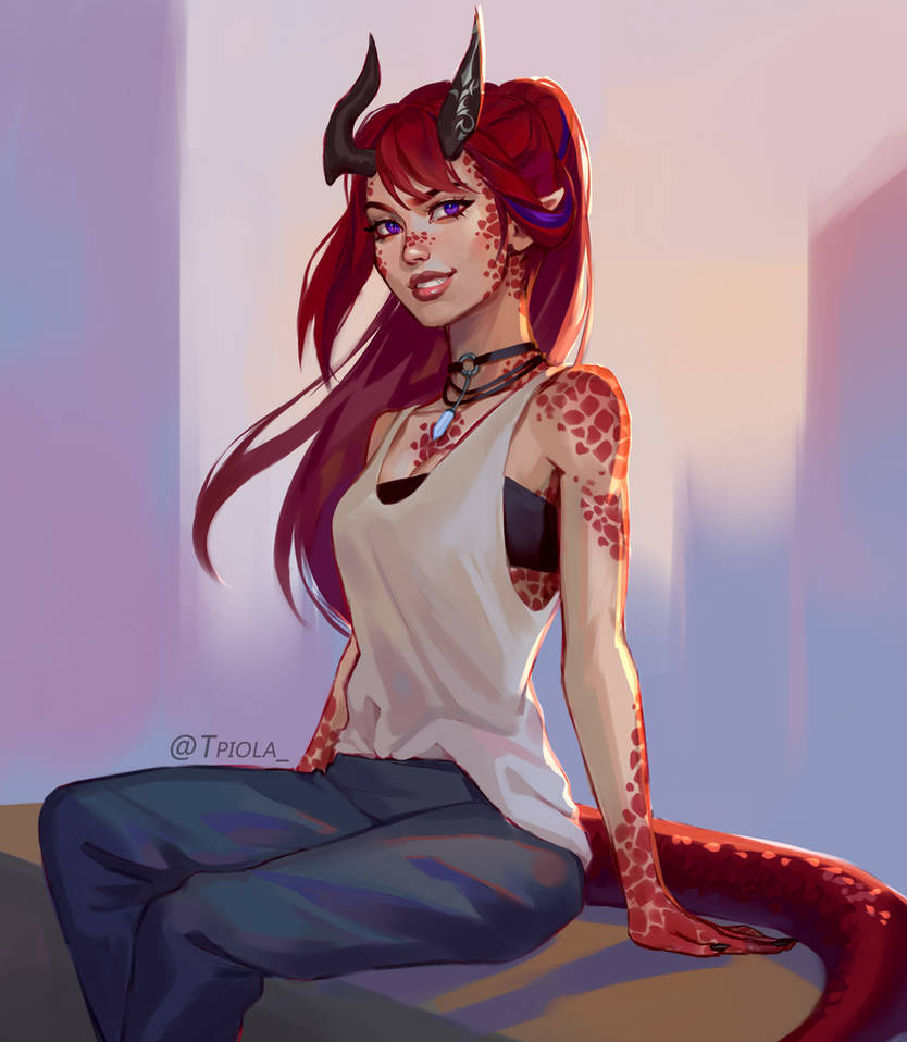 Comm Dragon Girl By Tpiola On Deviantart