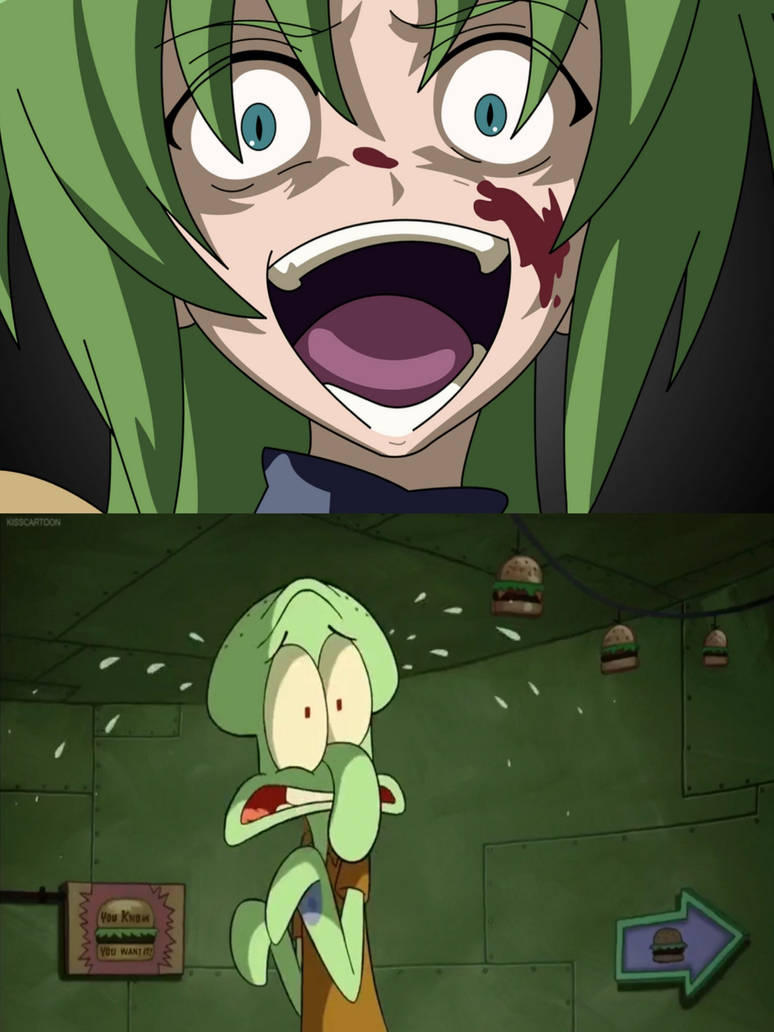 Squidward Scared Of Shion Sonozaki By Maxgoudiss On Deviantart