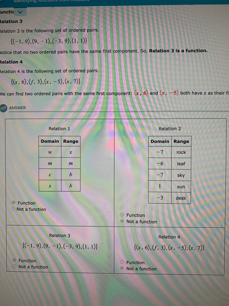 Math Identifying Functions From Relations By Yomamacallsmejeff123 On