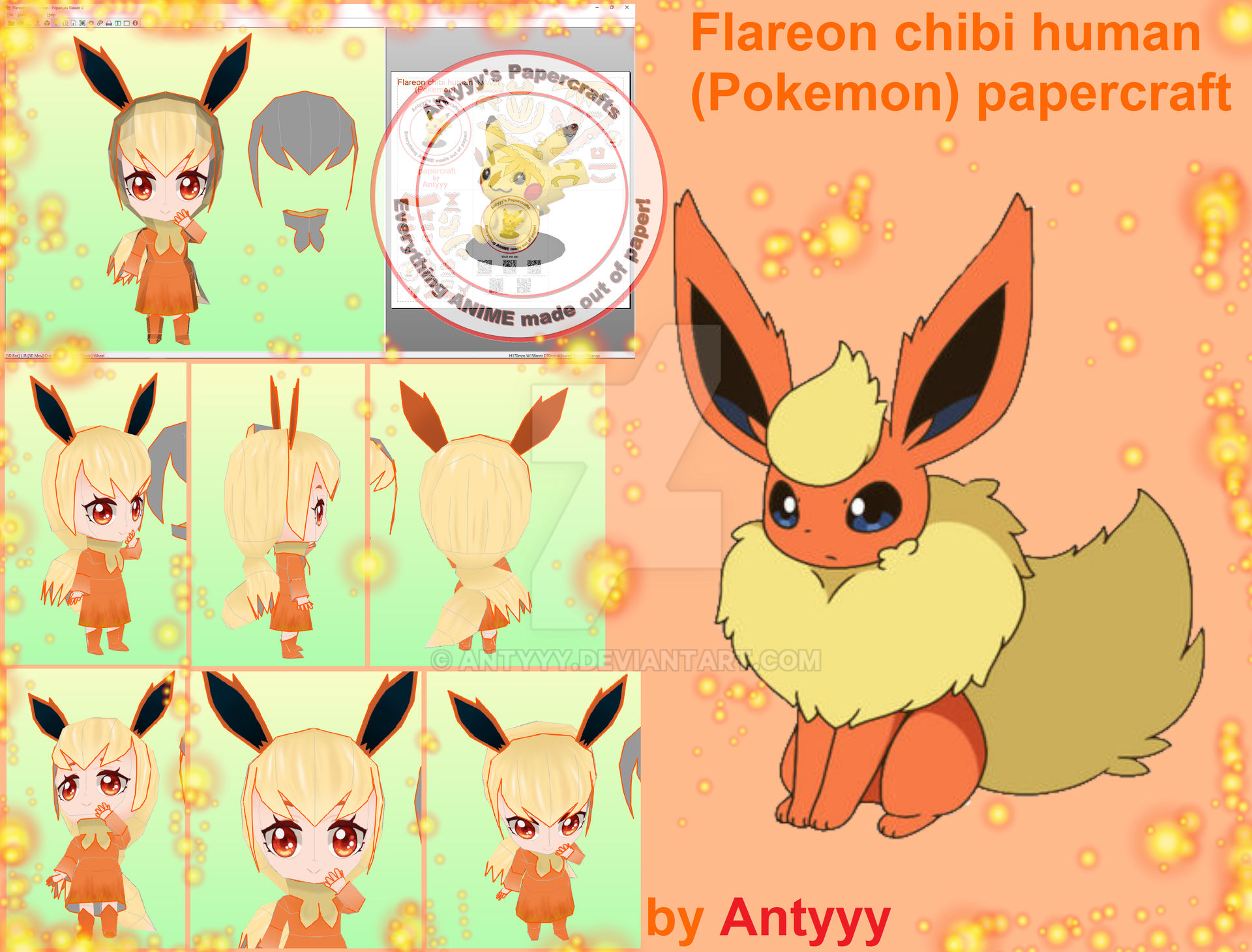 Flareon Chibi Human Papercraft By Antyyy On Deviantart