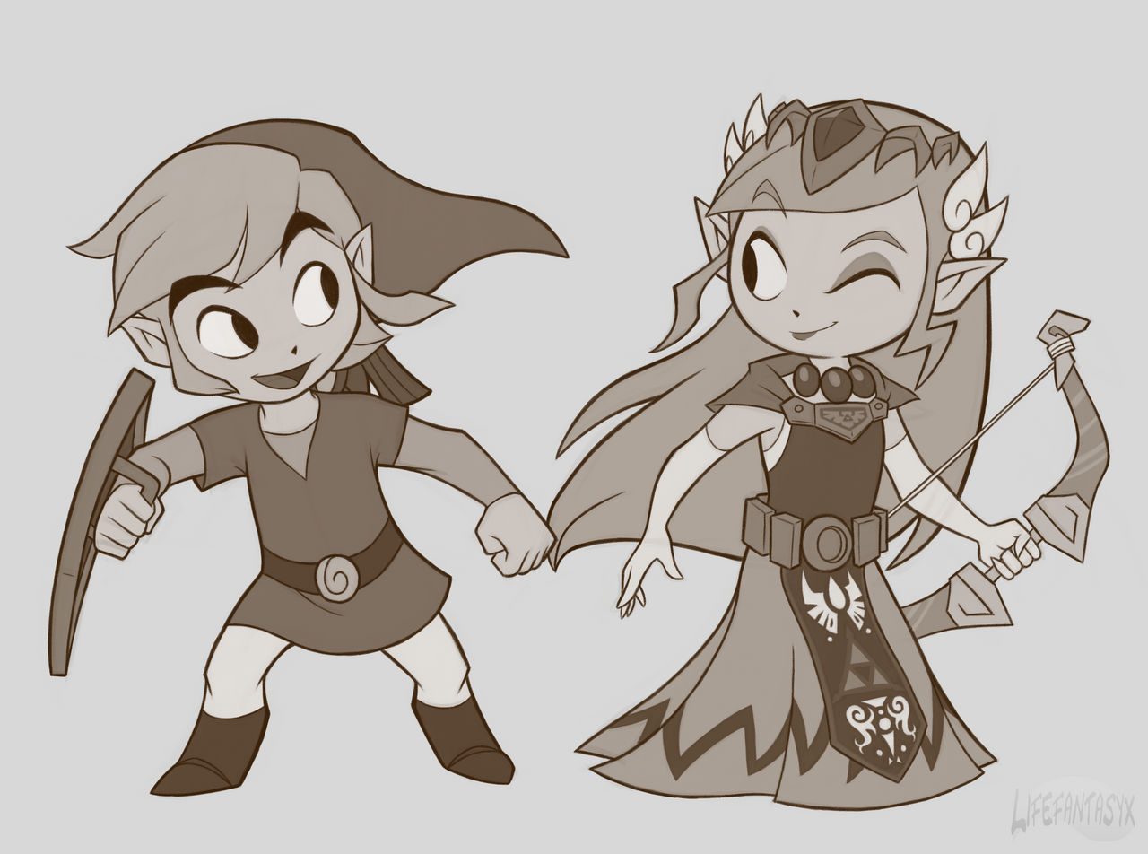 Zelda Sketches Toon Link And Zelda By Lifefantasyx On Deviantart