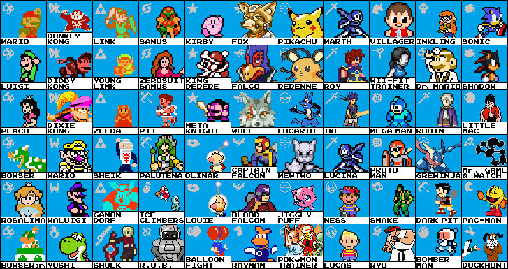 Super Smash Bros 8 Bit Roster By Freenintendo21 On Deviantart