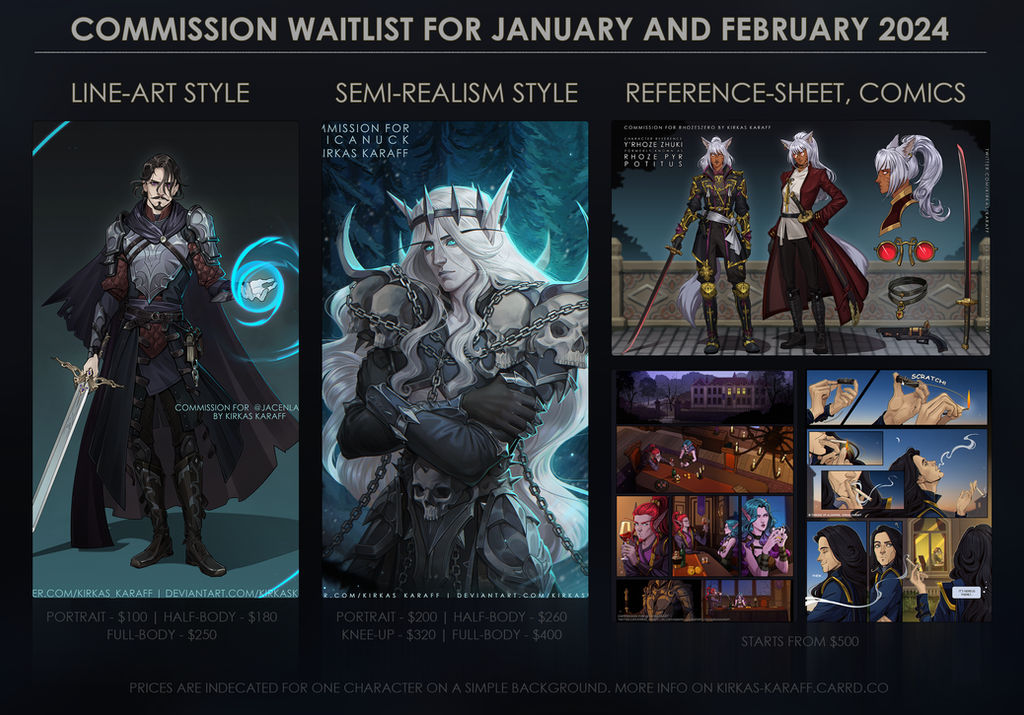 COMMISSION WAITLIST 2024 by KirkasKaraff on DeviantArt COMMISSION WAITLIST 2024 by KirkasKaraff on DeviantArt
