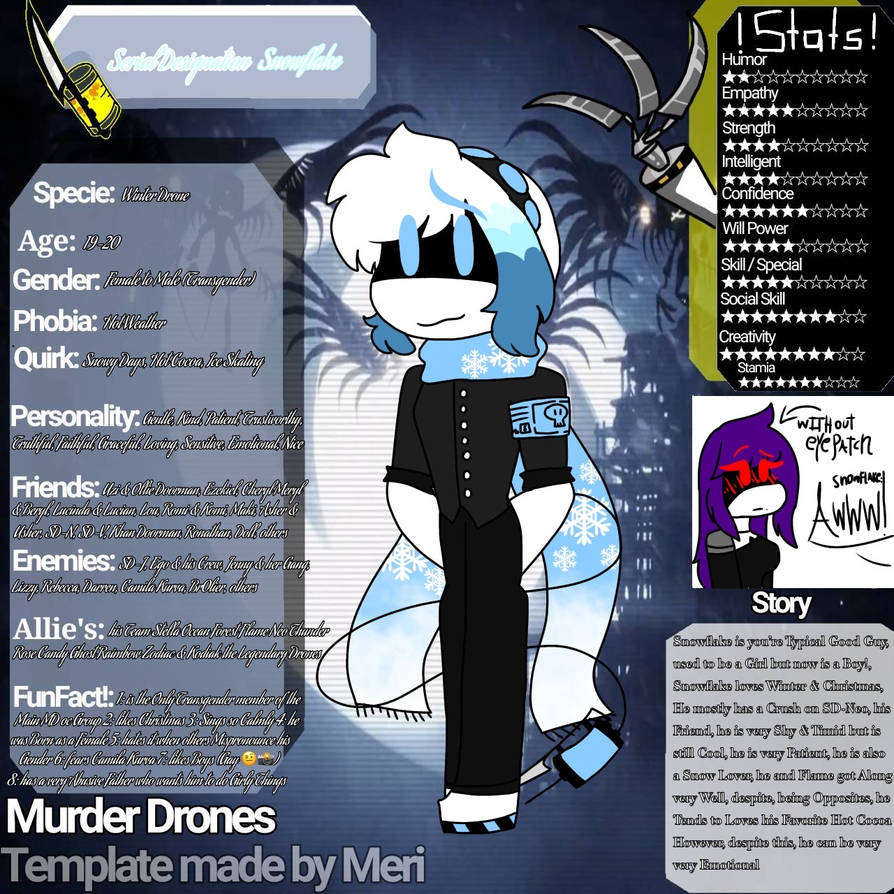 Murder Drones Oc Sd Snowflake By Rosethecoolwolf13 On Deviantart