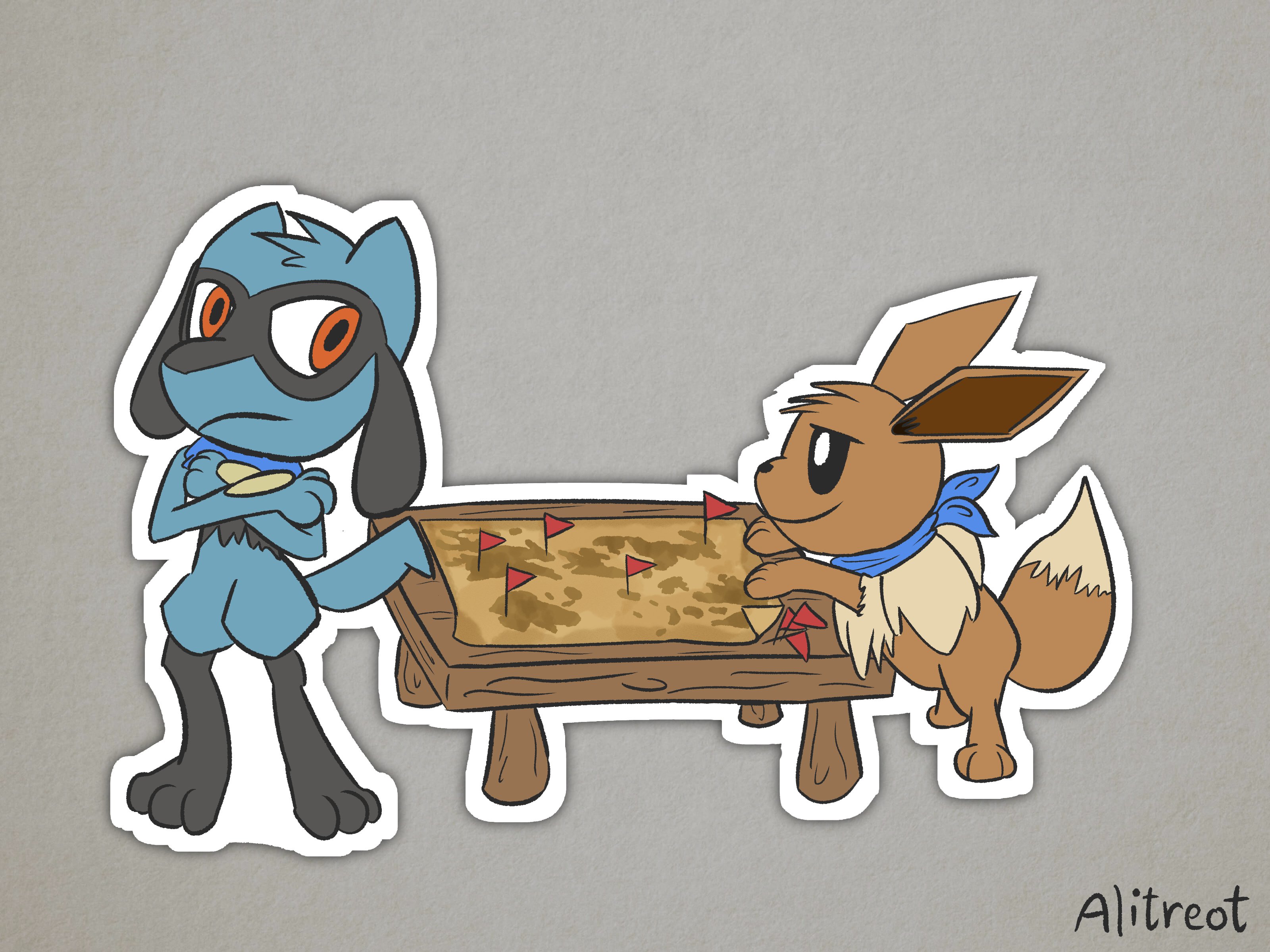 Riolu And Eevee And A Map By Alitreot On Deviantart
