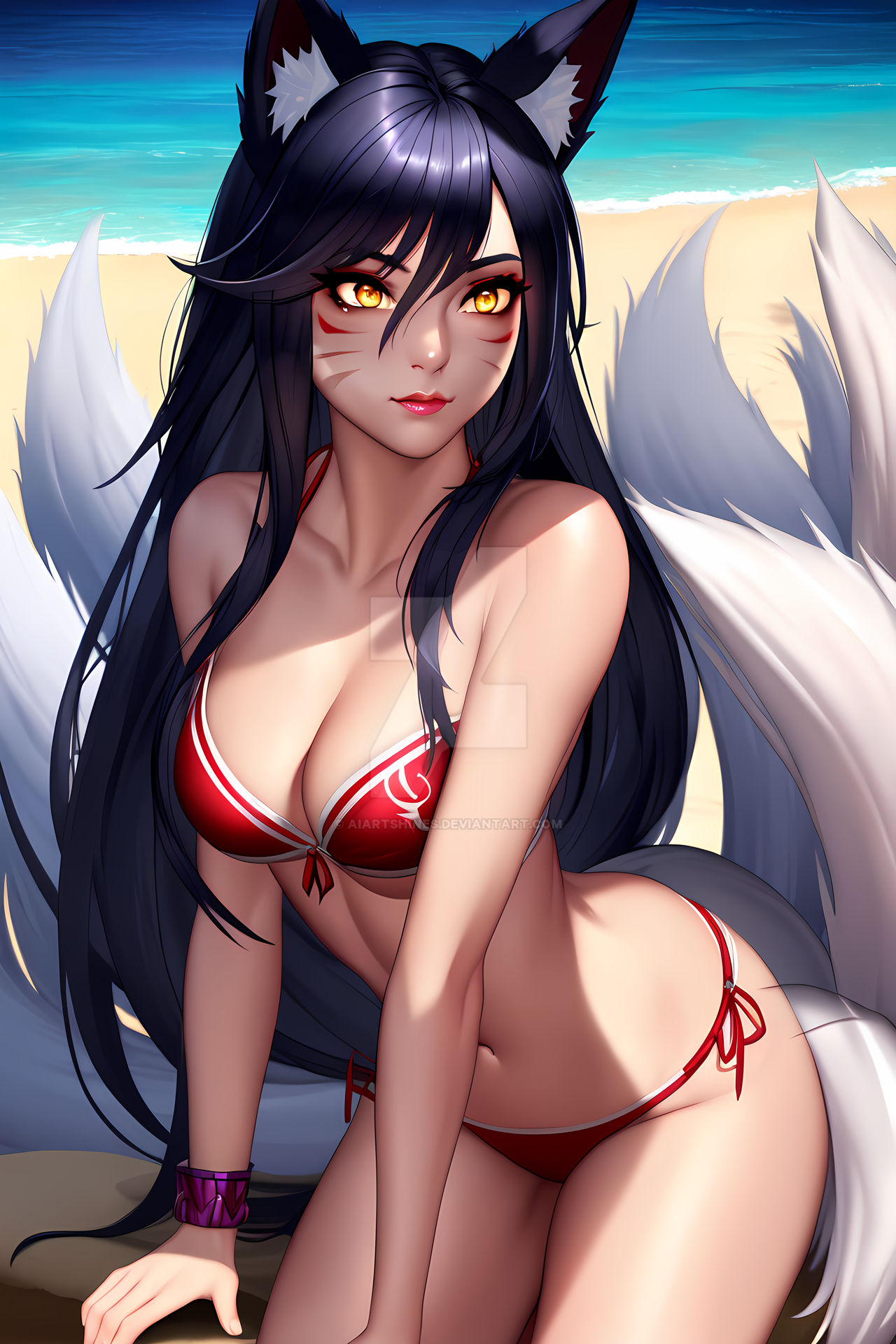 Bikini Ahri From League Of Legends by AiArtShines on DeviantArt Bikini Ahri From League Of Legends by AiArtShines on DeviantArt