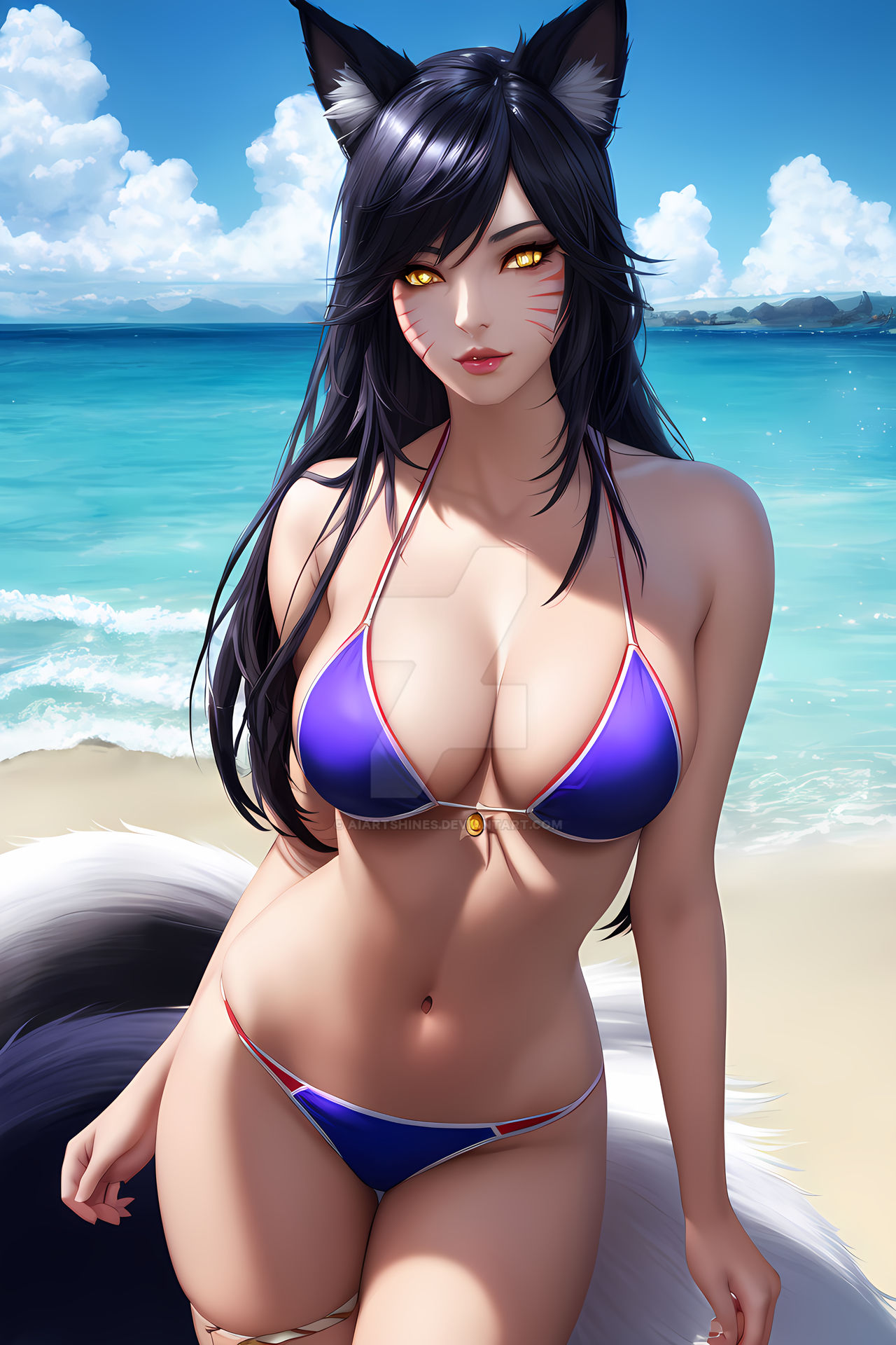 Bikini Ahri From League Of Legends by AiArtShines on DeviantArt Bikini Ahri From League Of Legends by AiArtShines on DeviantArt
