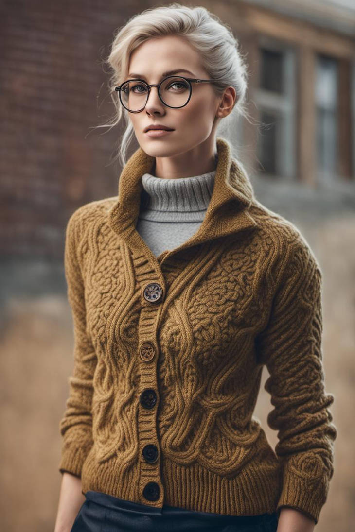 Woman Wearing Glasses And Wearing Thick Knit By Cardimart On Deviantart