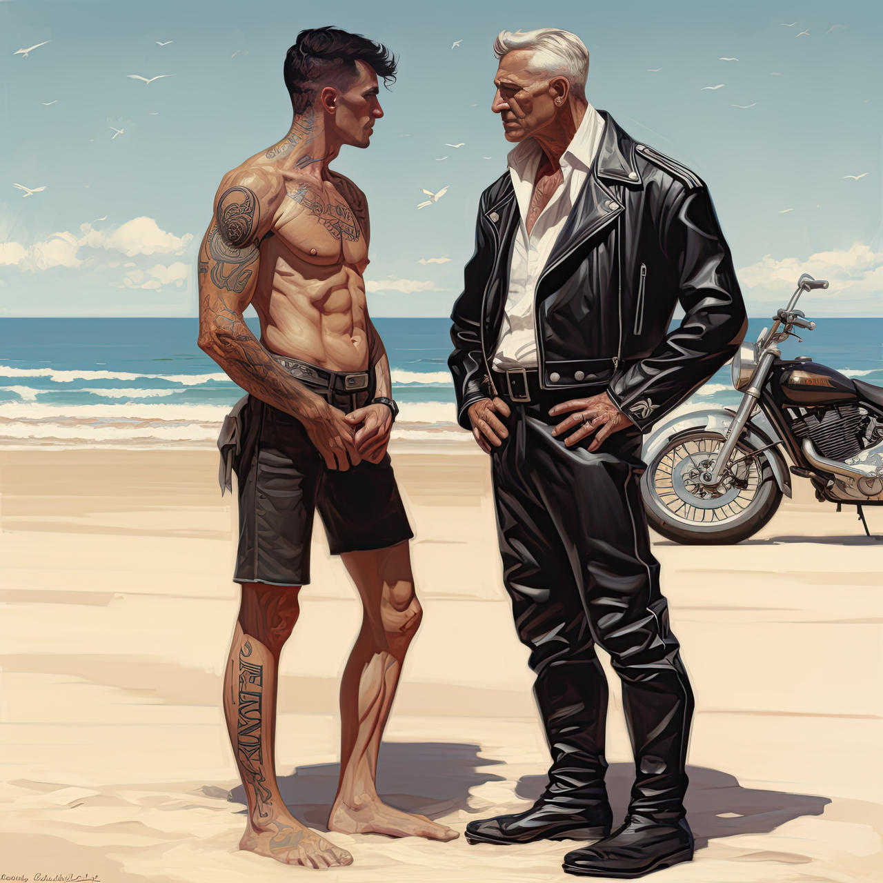 Biker Dad And Young Man At The Beach By Gymdreams On Deviantart