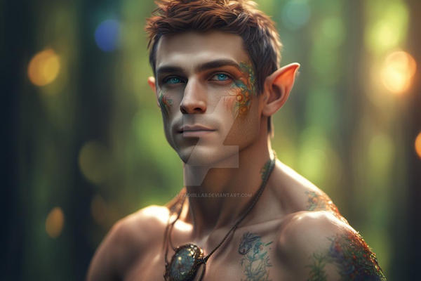 Handsome Elf Man Topless Fantastic Forest Bokeh By Aiyaoibllab On Deviantart