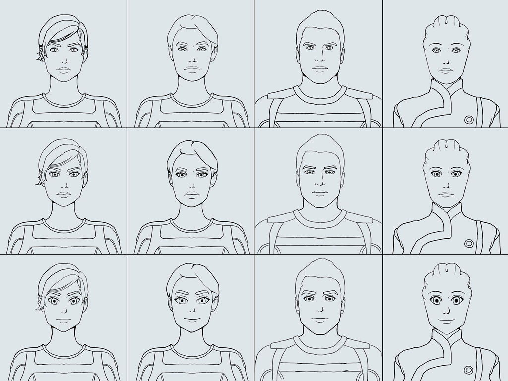 Mass Effect Faces Shepard Ashley Kaidan Liara 2 By Maskydoo On