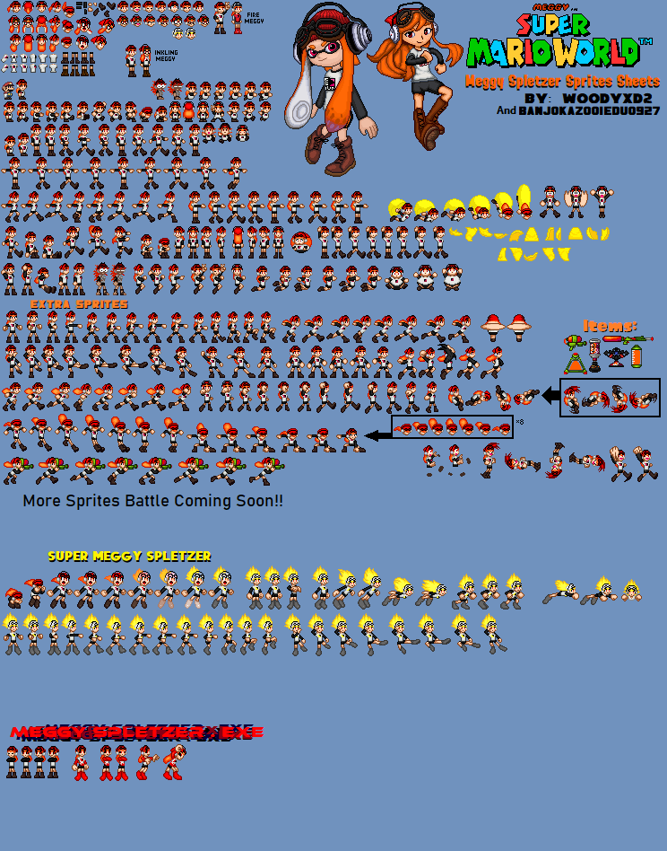 Super Mario World Sheet Sprites Meggy With Extras By Woodyxd2 On Deviantart