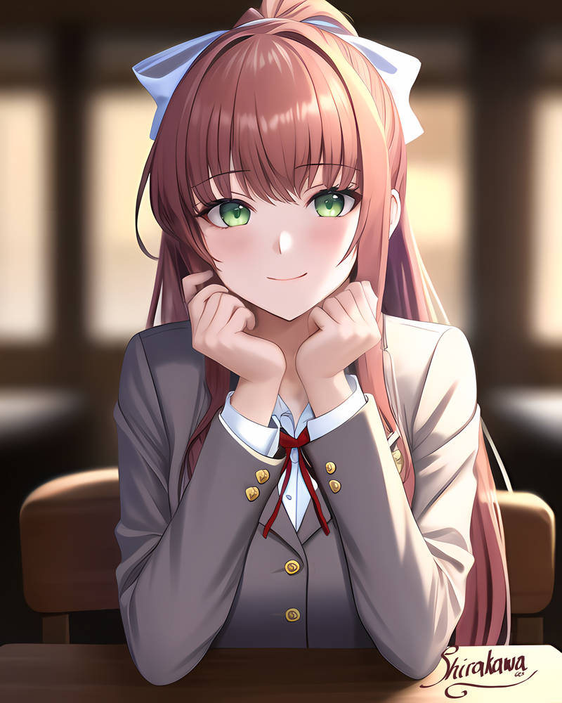 Monika at table by ShirakawaShuu on DeviantArt Monika at table by ShirakawaShuu on DeviantArt