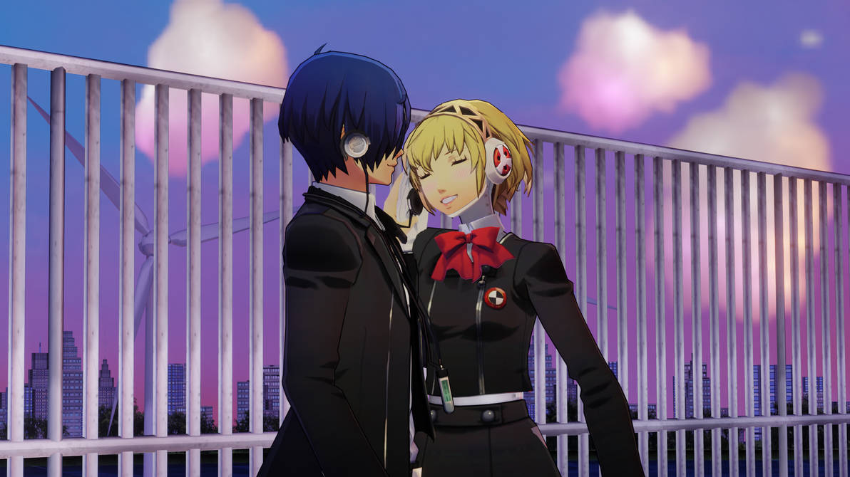 Makoto And Aigis Listening To Music Together By Poppyflower2 On Deviantart