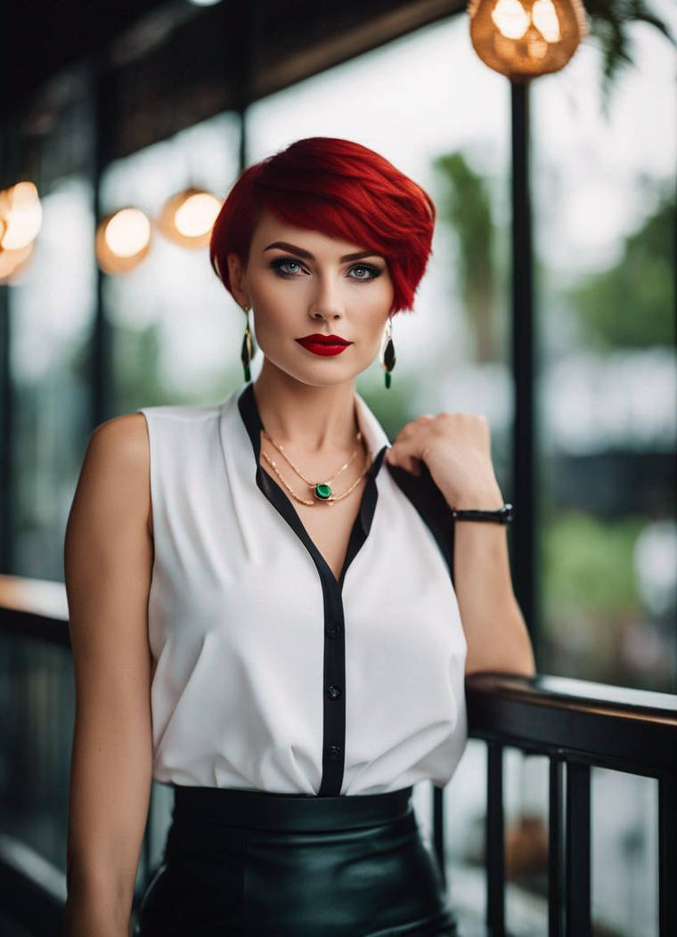 Woman With Red Pixie Cut Hair By Foolishtravels On Deviantart