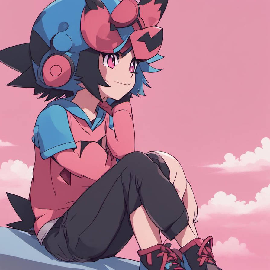 Pokemon Litten Girl Pretty Pink Blue Sky By Ellfieruffles On Deviantart