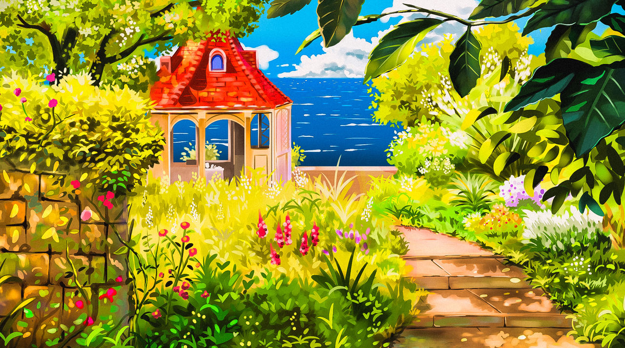 Gina`s Private Garden From Porco Rosso From Ghibli By Iskovela On Deviantart