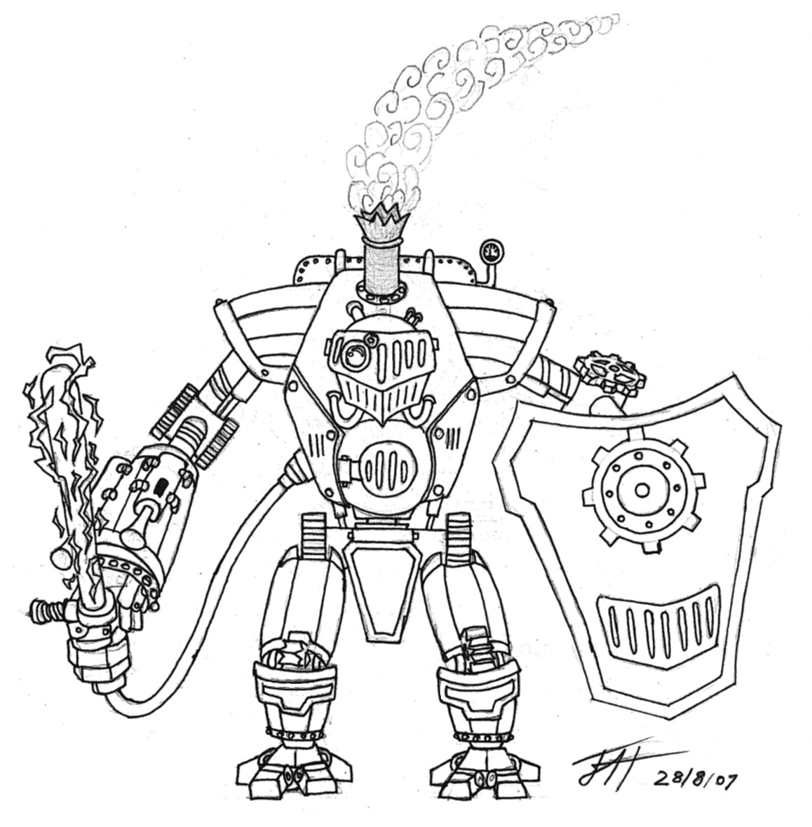 steam enforcer MKII 'inked' by Spring-Heeld-Jim on DeviantArt