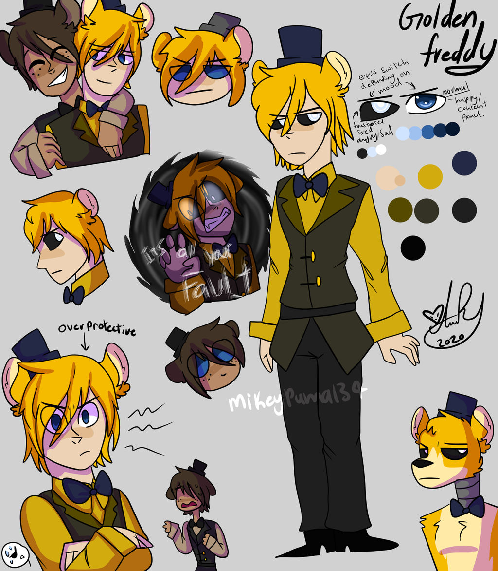 Golden Freddy Human Ref ~ Fnaf 1 Human Refs 55 By Mikeypuma134 On Deviantart