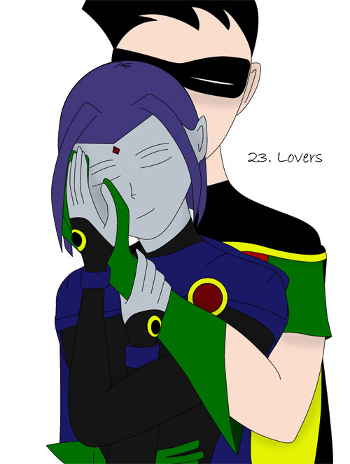 Teen Titans Raven And Robin Hug