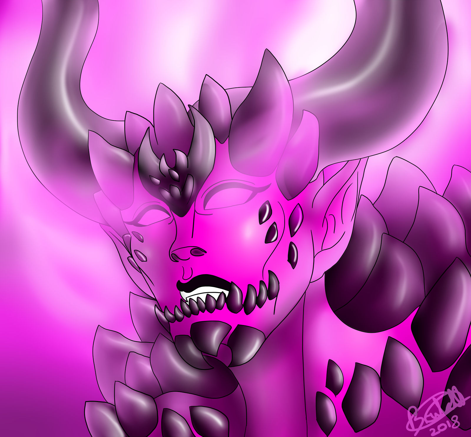 Drawtober 2018 Pink Demon Portrait By Brutalwyrm On Deviantart