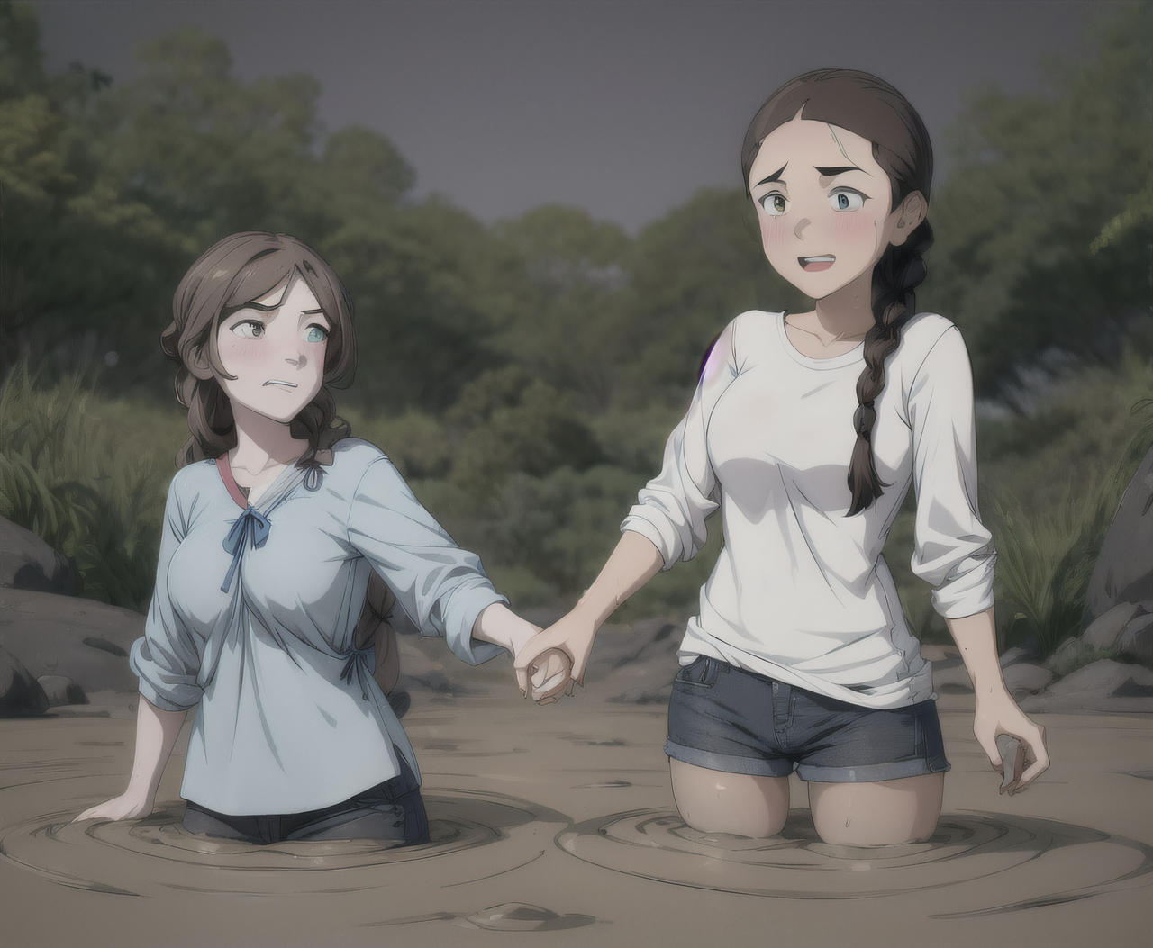2 Girls Quicksand 1 By Stuckinmud On Deviantart