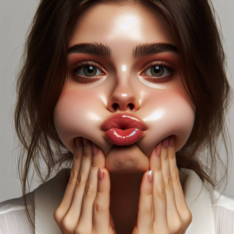 Ai Woman Poking Puffy Cheeks 2 By Dachgum On Deviantart