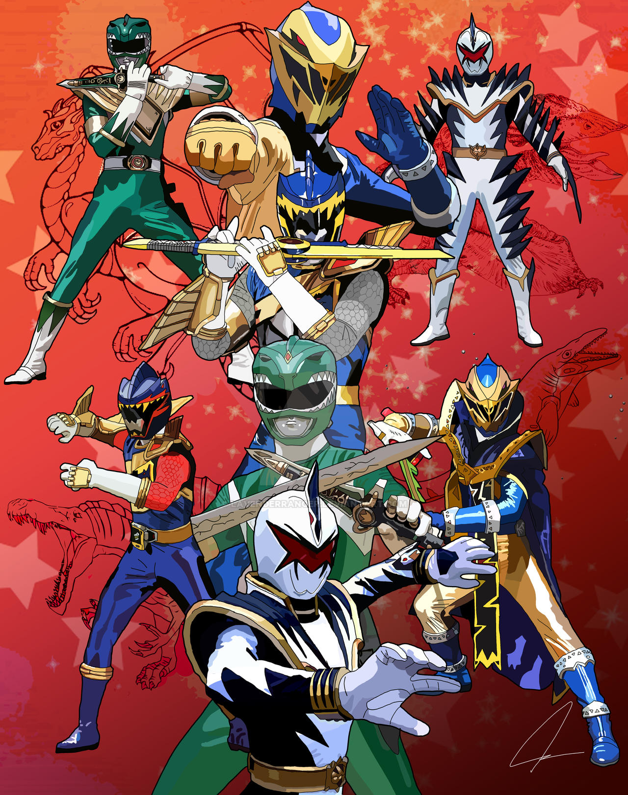 Sixth Or Evil Dino Rangers By Lavenderranger On Deviantart