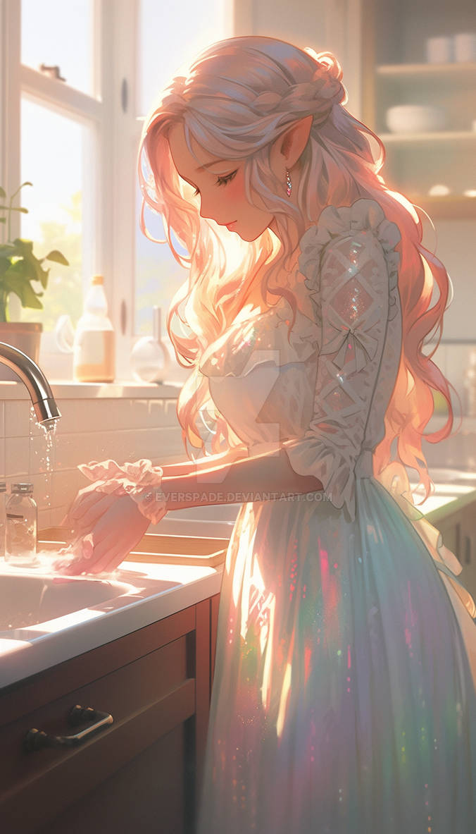 Elven Princess Washing Her Hands By Everspade On Deviantart